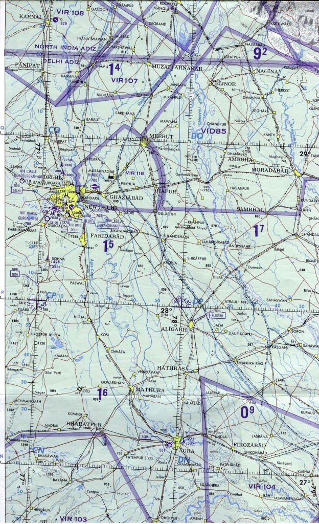 Delhi and Agra Operational Navigation Chart - Maps of India