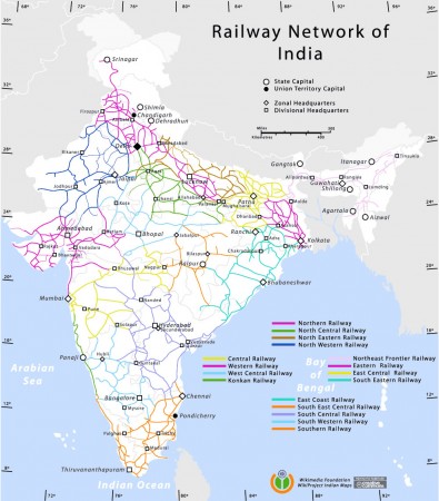 Railway network map - Maps of India