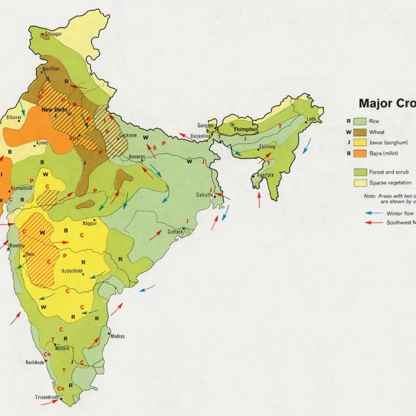 Crop areas map of india 1973 - Maps of India
