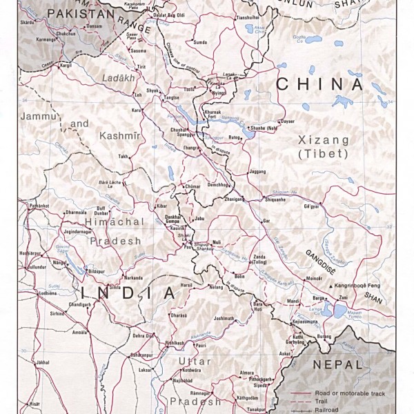 India china border western sector 1980 - Maps of India