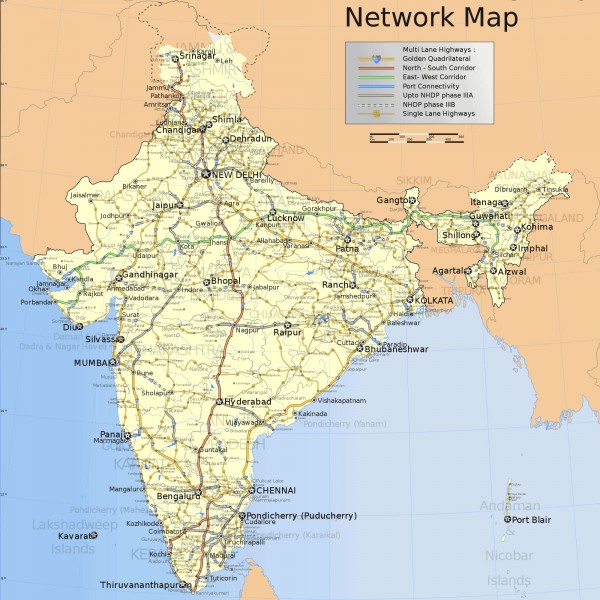 India national roads map - Maps of India