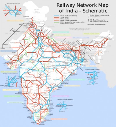 India railway schematic map - Maps of India