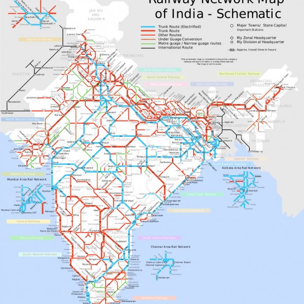 India railway schematic map - Maps of India