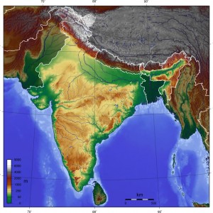 Topographic India map - Maps of India