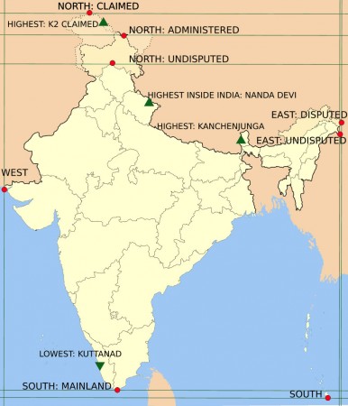 Map extreme points of India - Maps of India