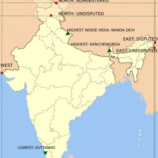 Map extreme points of India - Maps of India