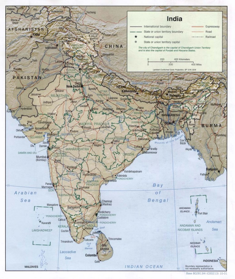 Map of relief India - Maps of India